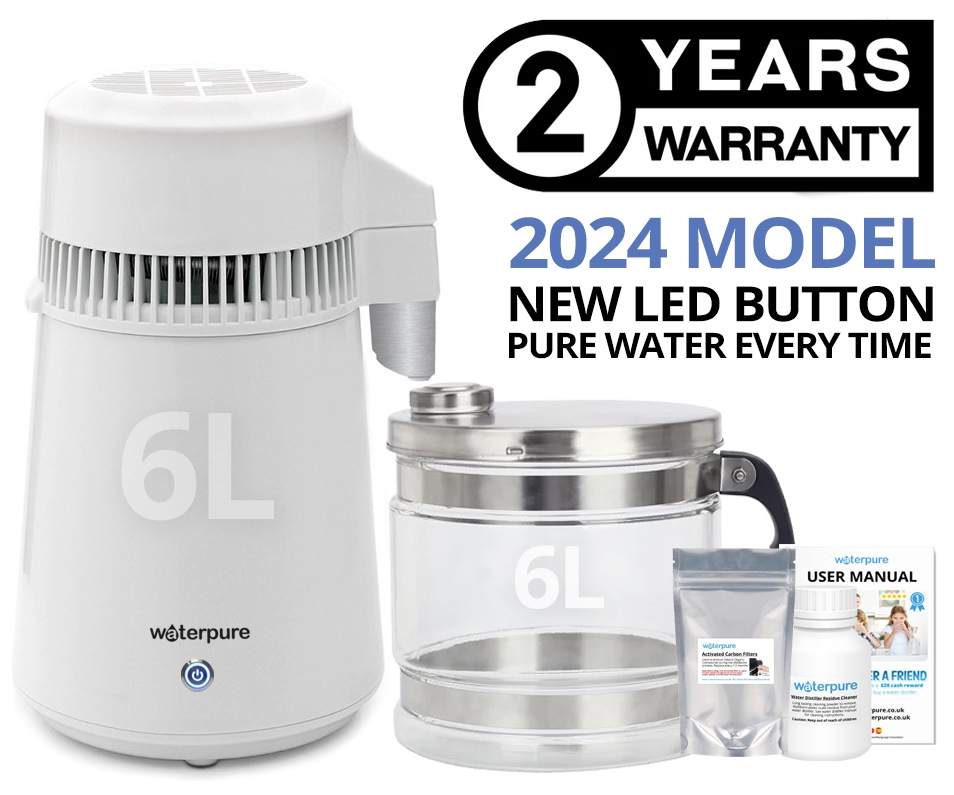 6 Litre White Stainless Steel Water Distiller with 6 Litre Glass ...
